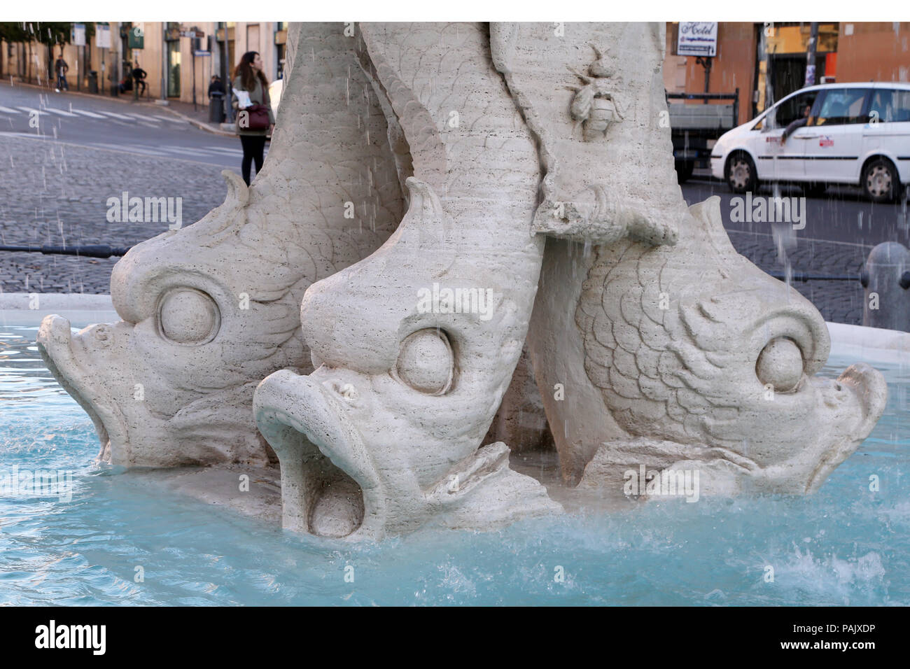 Baroque Triton Fountain (Fontana del Tritone) in Rome Italy Stock Photo ...