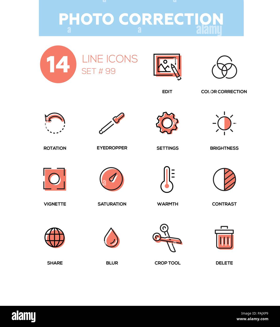 Photo correction - modern line design icons set Stock Vector Image ...