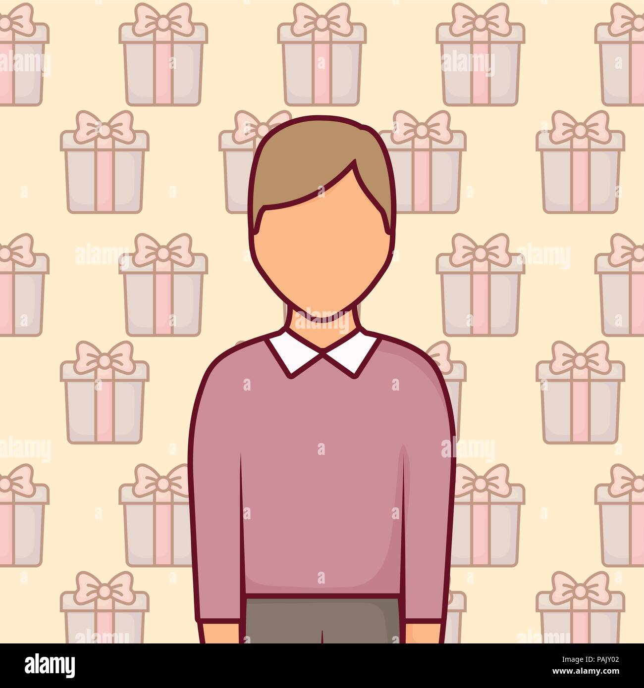 avatar man icon over gift boxes background, colorful design. vector ...