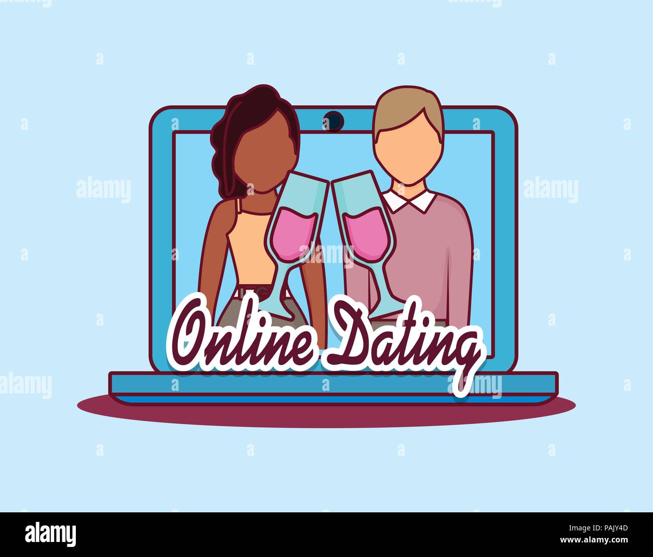 Couple using computer screen Stock Vector Images - Alamy