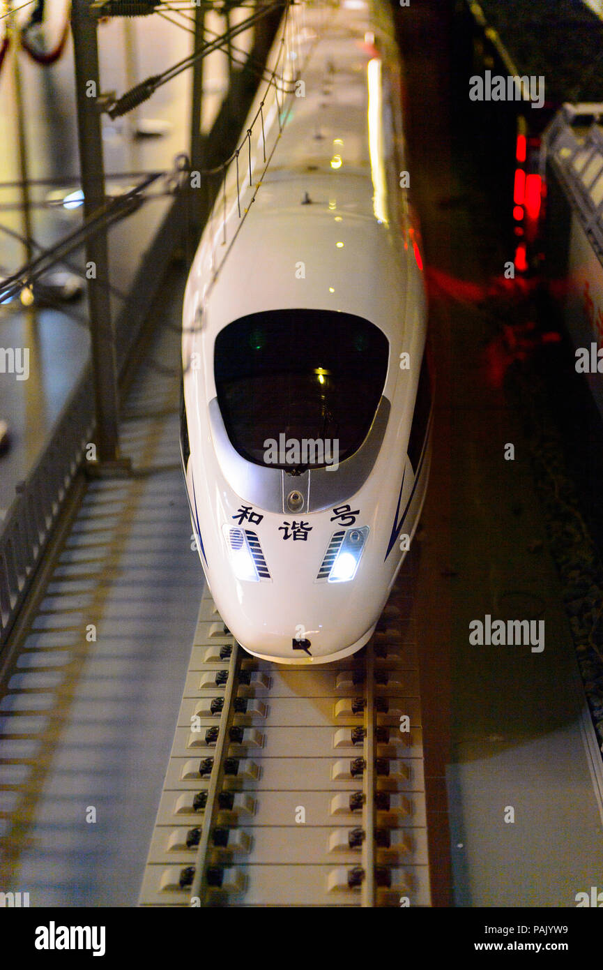 BEIJING, CHINA - APR 6, 2016: High-speed train CRH3 model at the ...