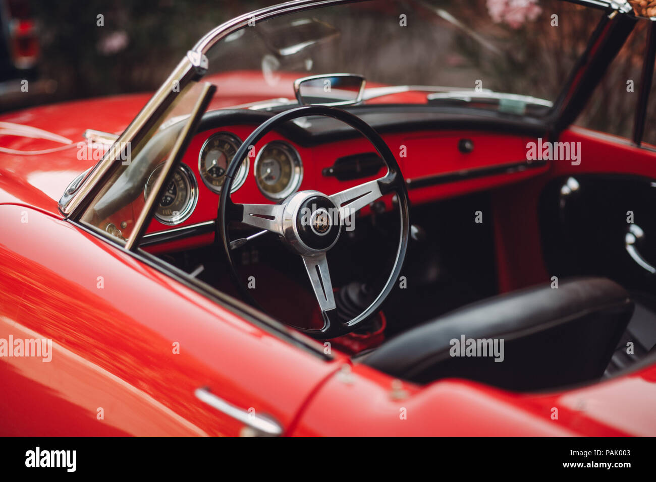 Retro car rally. French riviera. Nice - Cannes - Saint-Tropez Stock ...