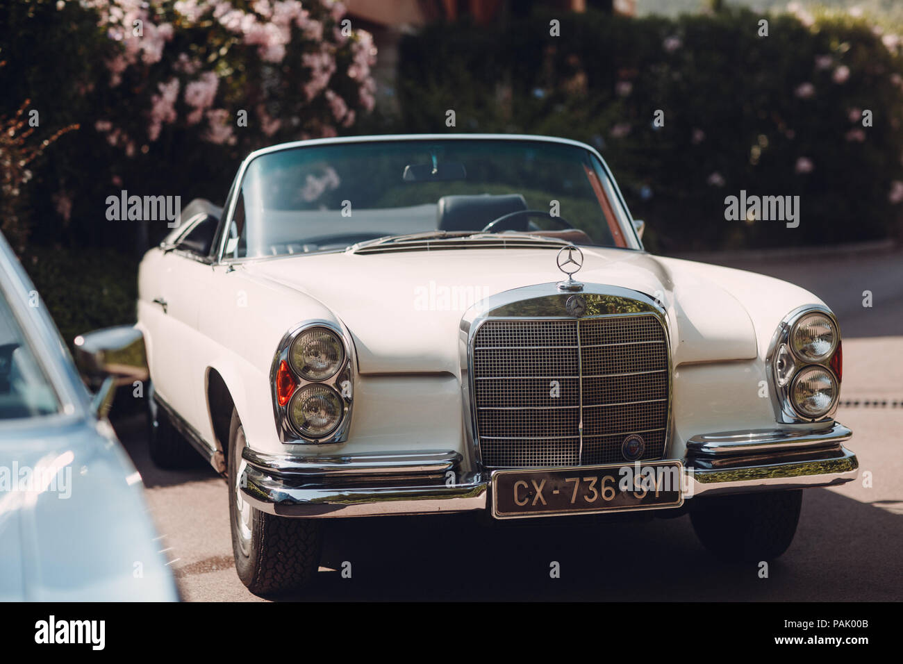 Retro car rally. French riviera. Nice - Cannes - Saint-Tropez Stock ...