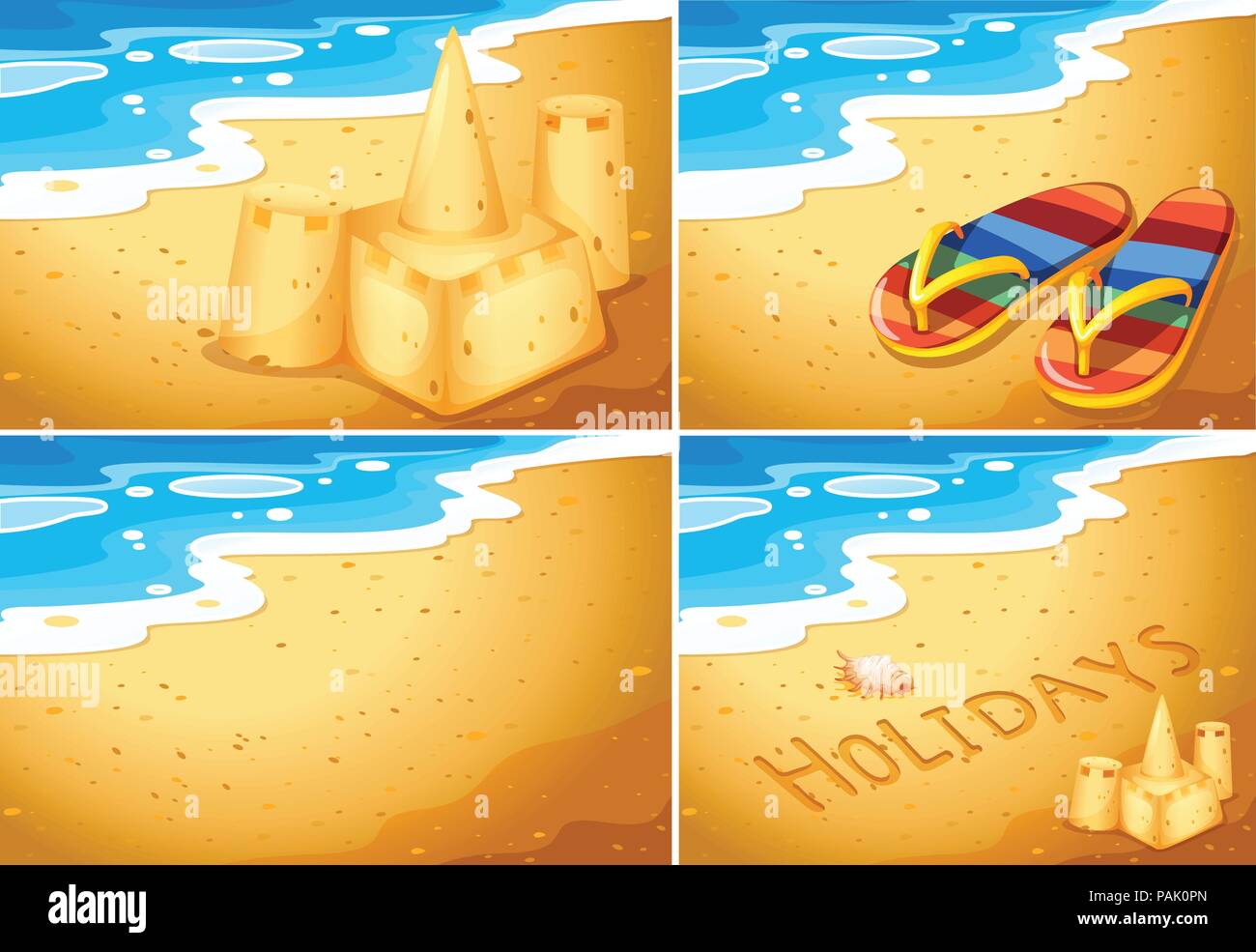 Set of beach scenes illustration Stock Vector Image & Art - Alamy