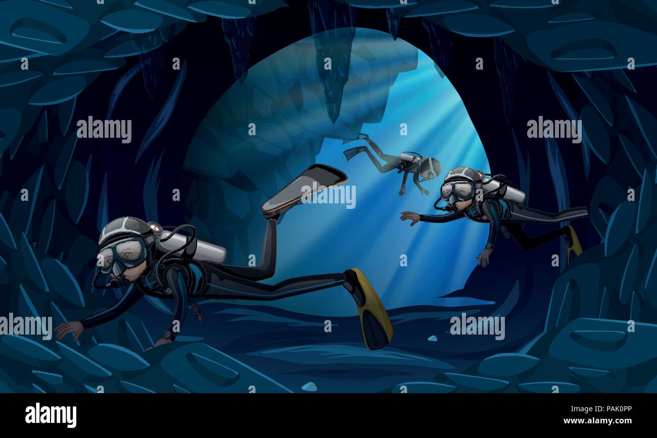 Deep sea underwater cavern Stock Vector Images - Alamy
