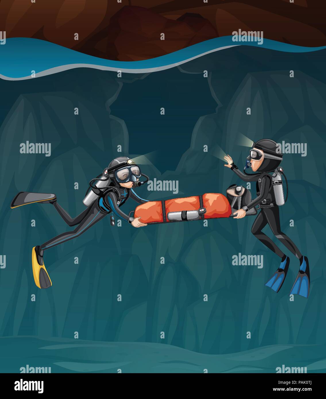 Scuba divers swimming underwater in Stock Vector Images - Alamy