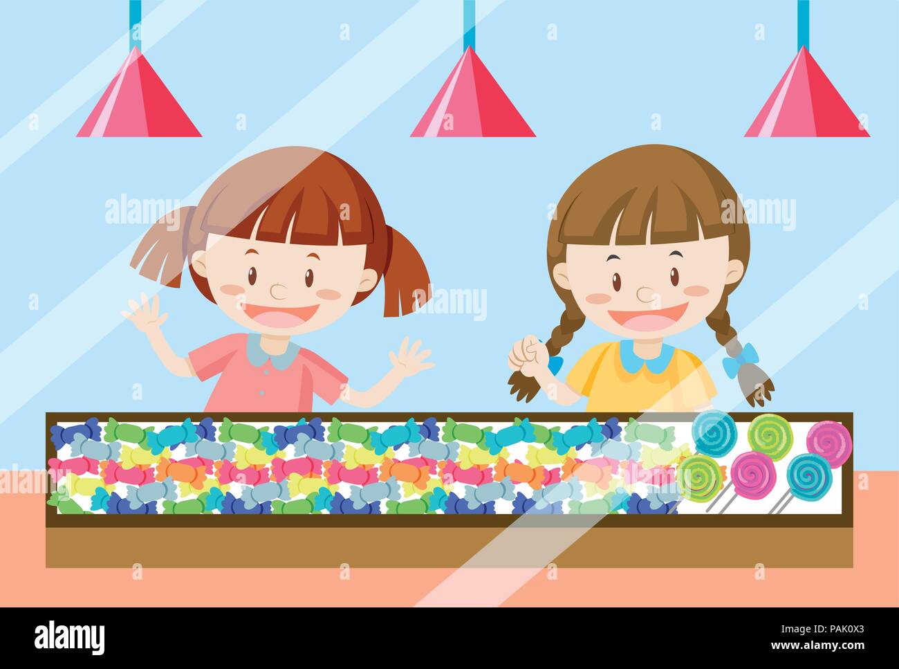 Children buying sweet candy illustration Stock Vector Image & Art - Alamy