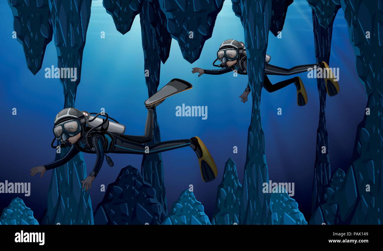 Cave divers Stock Vector Images - Alamy