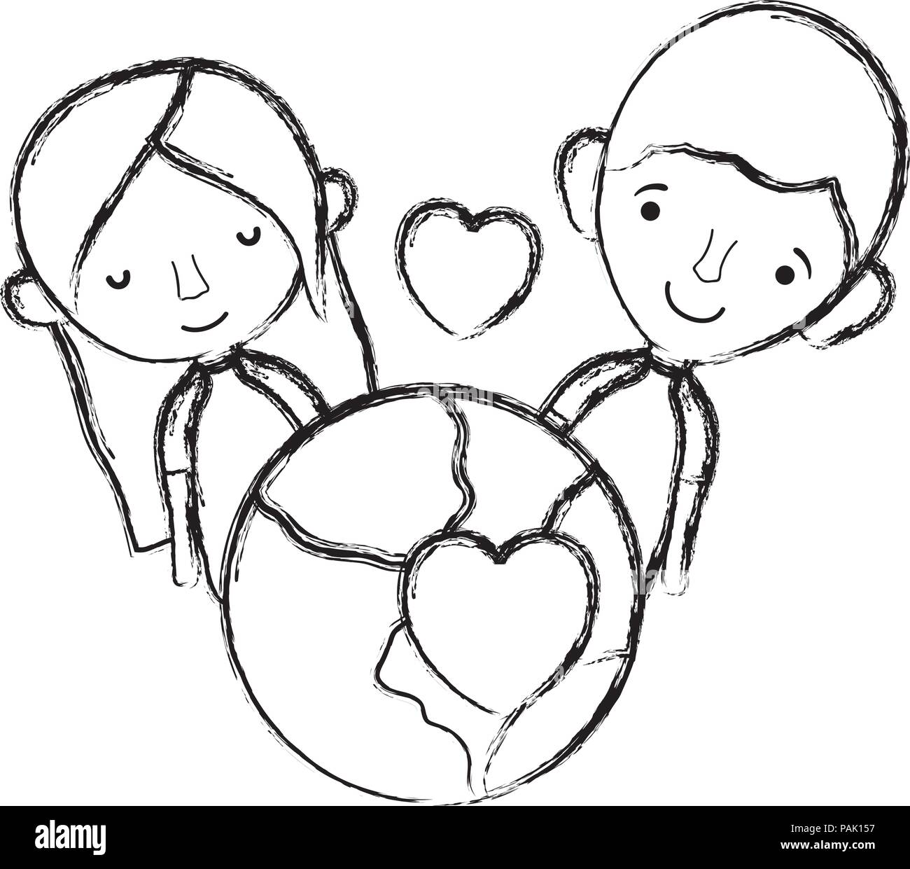 Happy cute earth Black and White Stock Photos & Images - Alamy