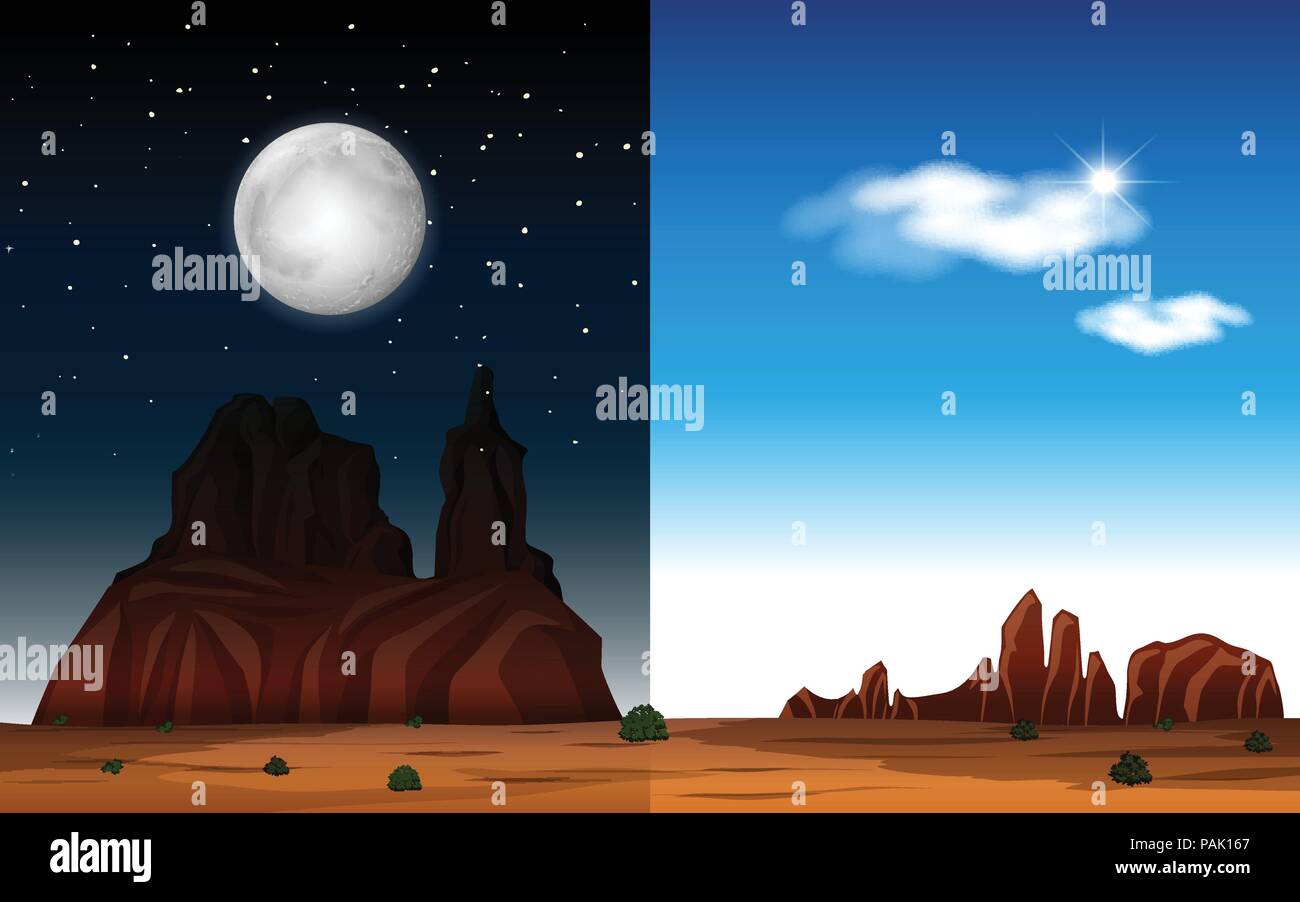 Desert day and night scene illustration Stock Vector Image & Art - Alamy