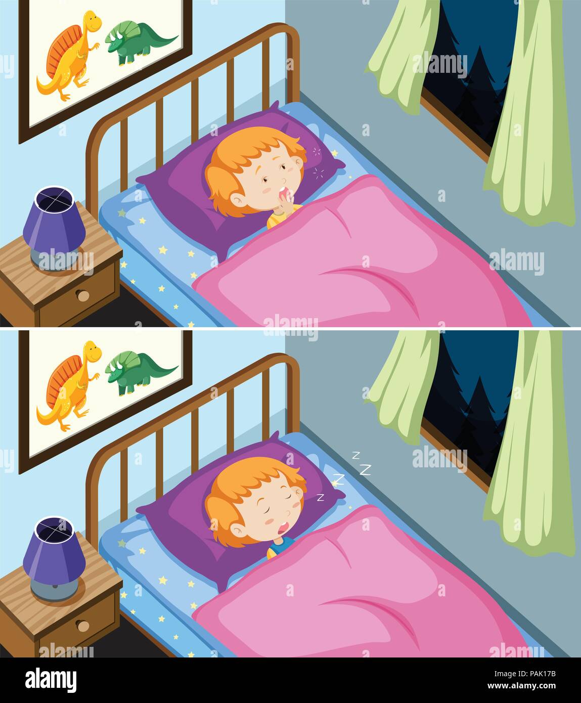 Cartoon sleepy girl vector hi-res stock photography and images - Alamy