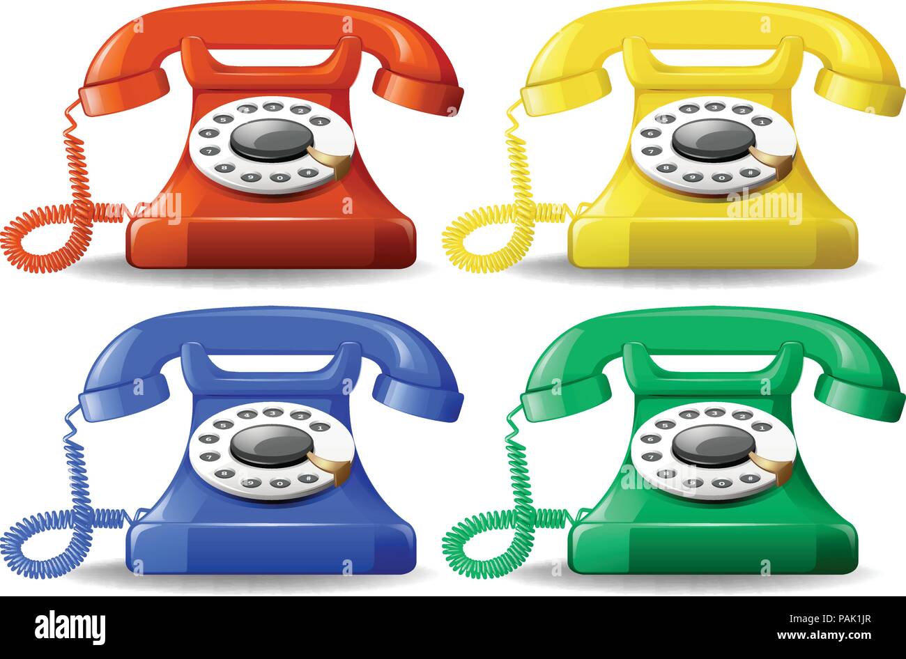 A set of colourful classic telephone illustration Stock Vector Image ...