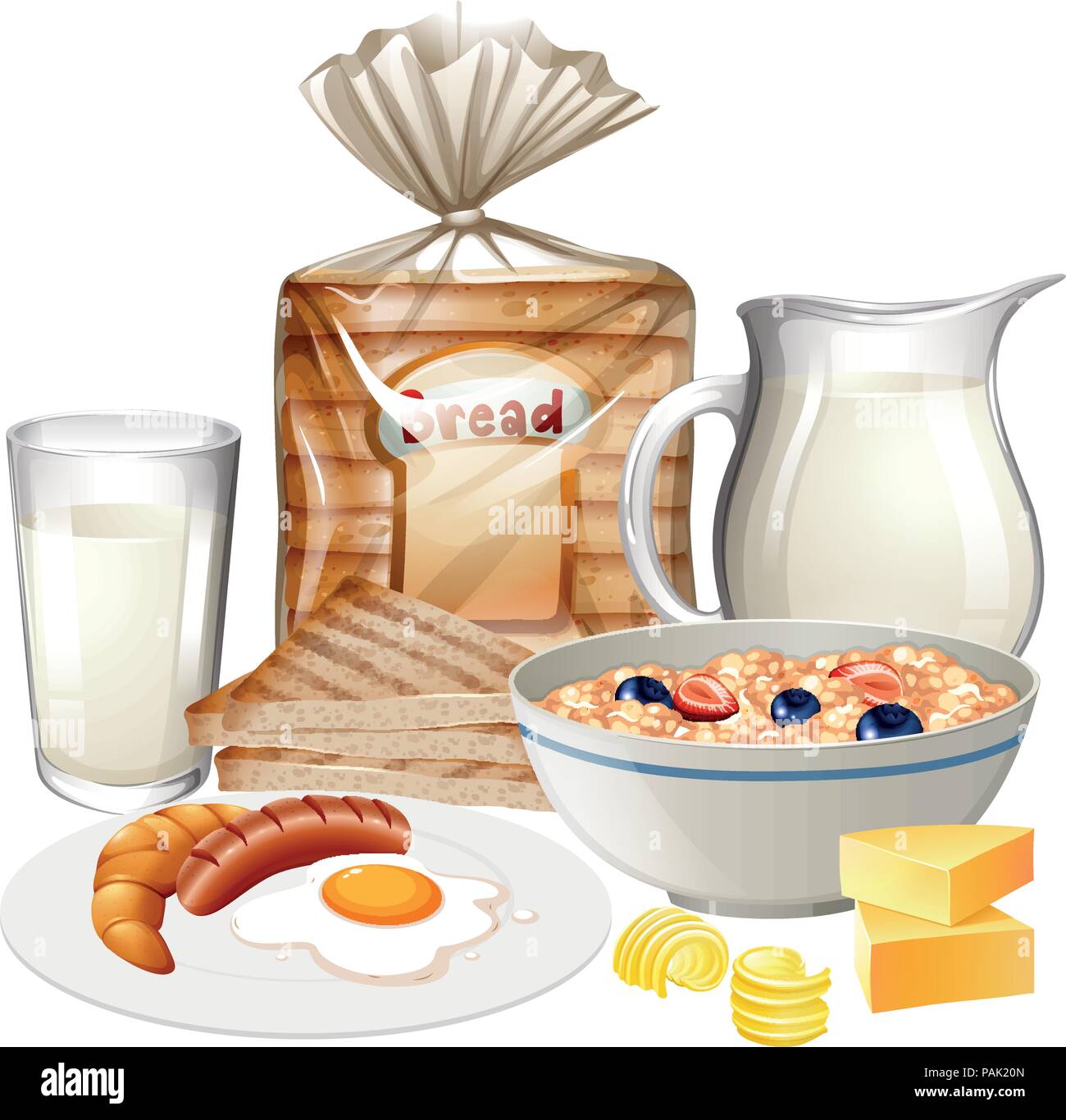 Set of various breakfast foods illustration Stock Vector Image & Art ...