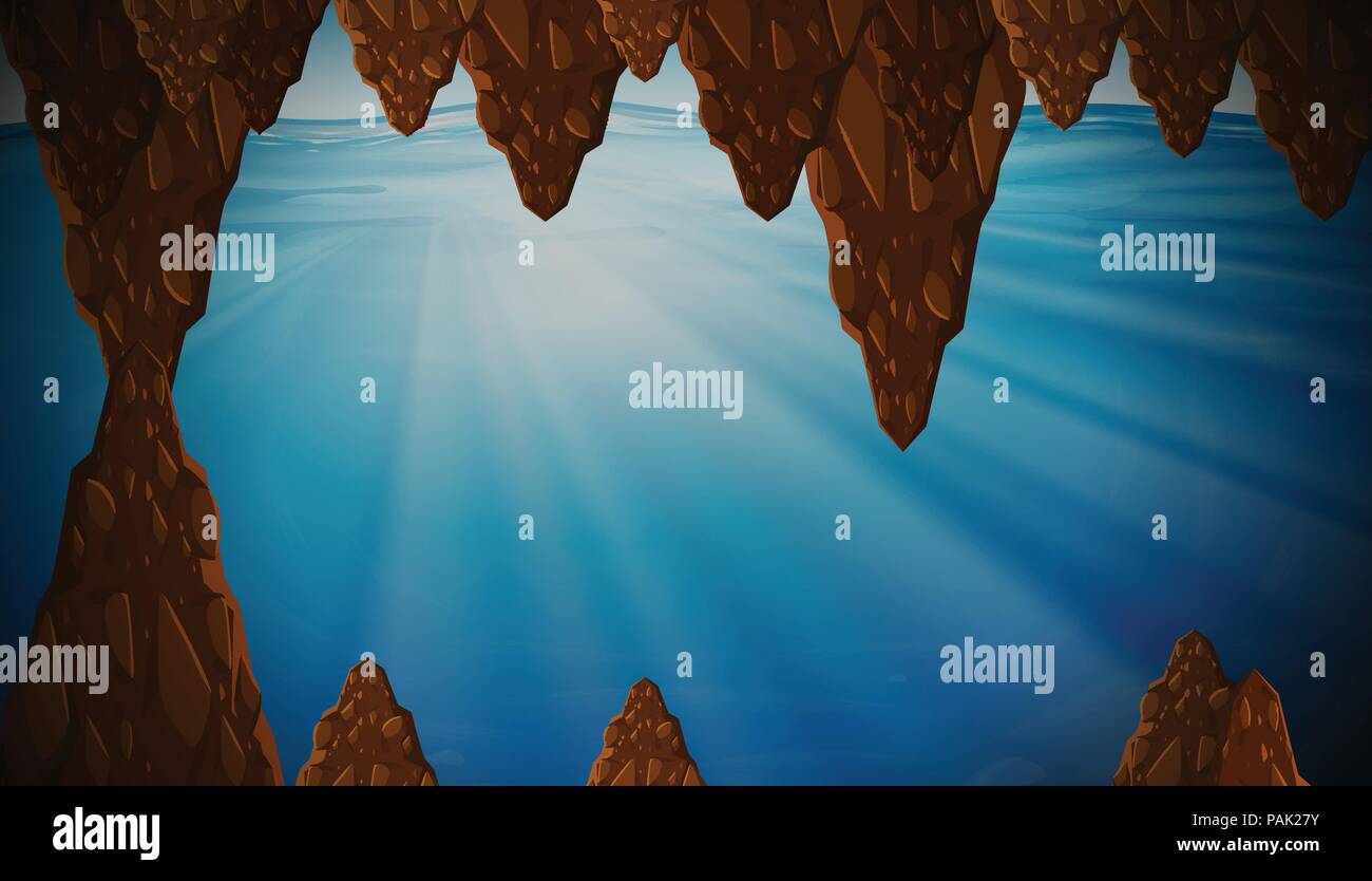 Underwater cavern with sunlight illustration Stock Vector Image & Art ...