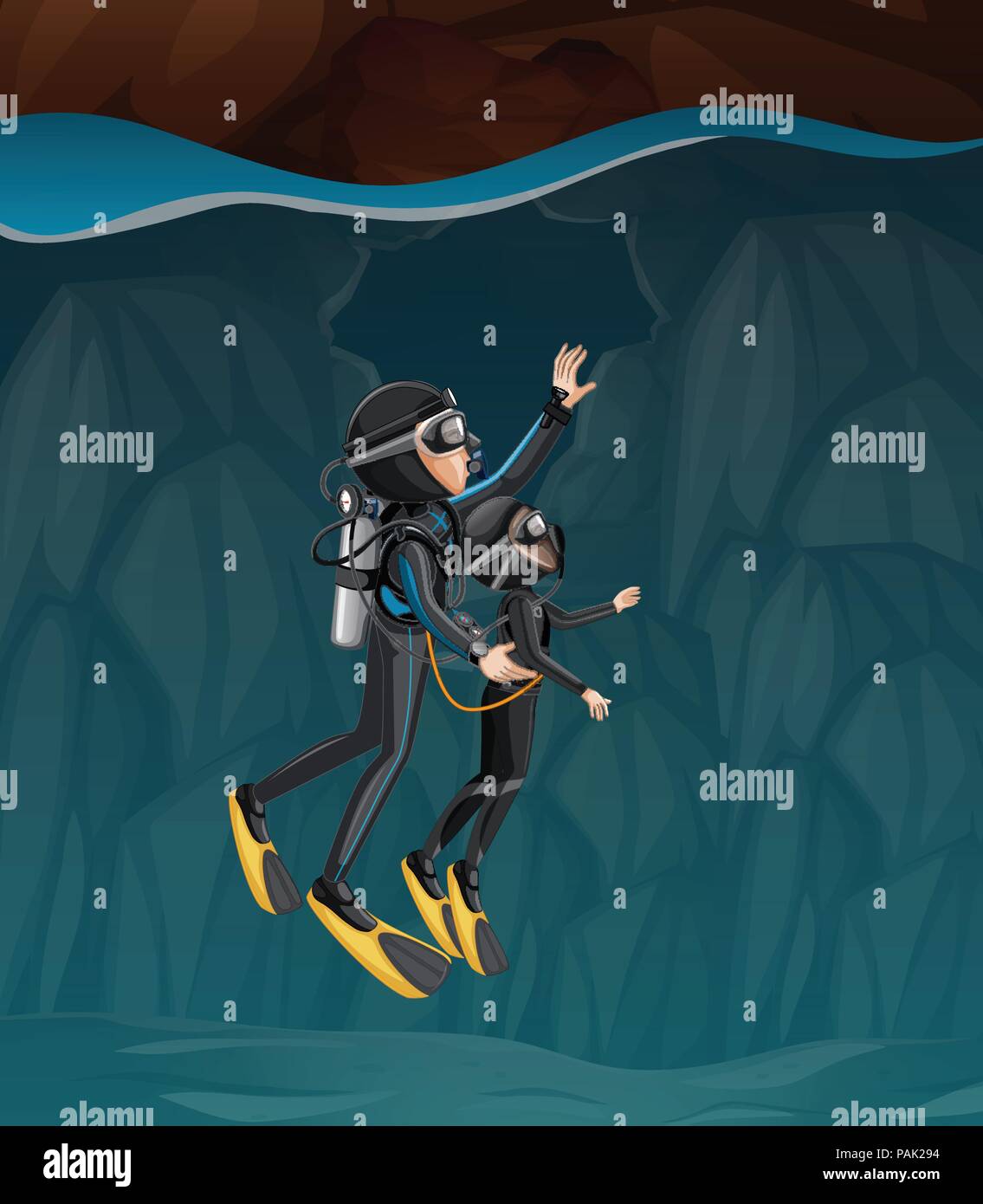 Underground cave swimming Stock Vector Images - Alamy