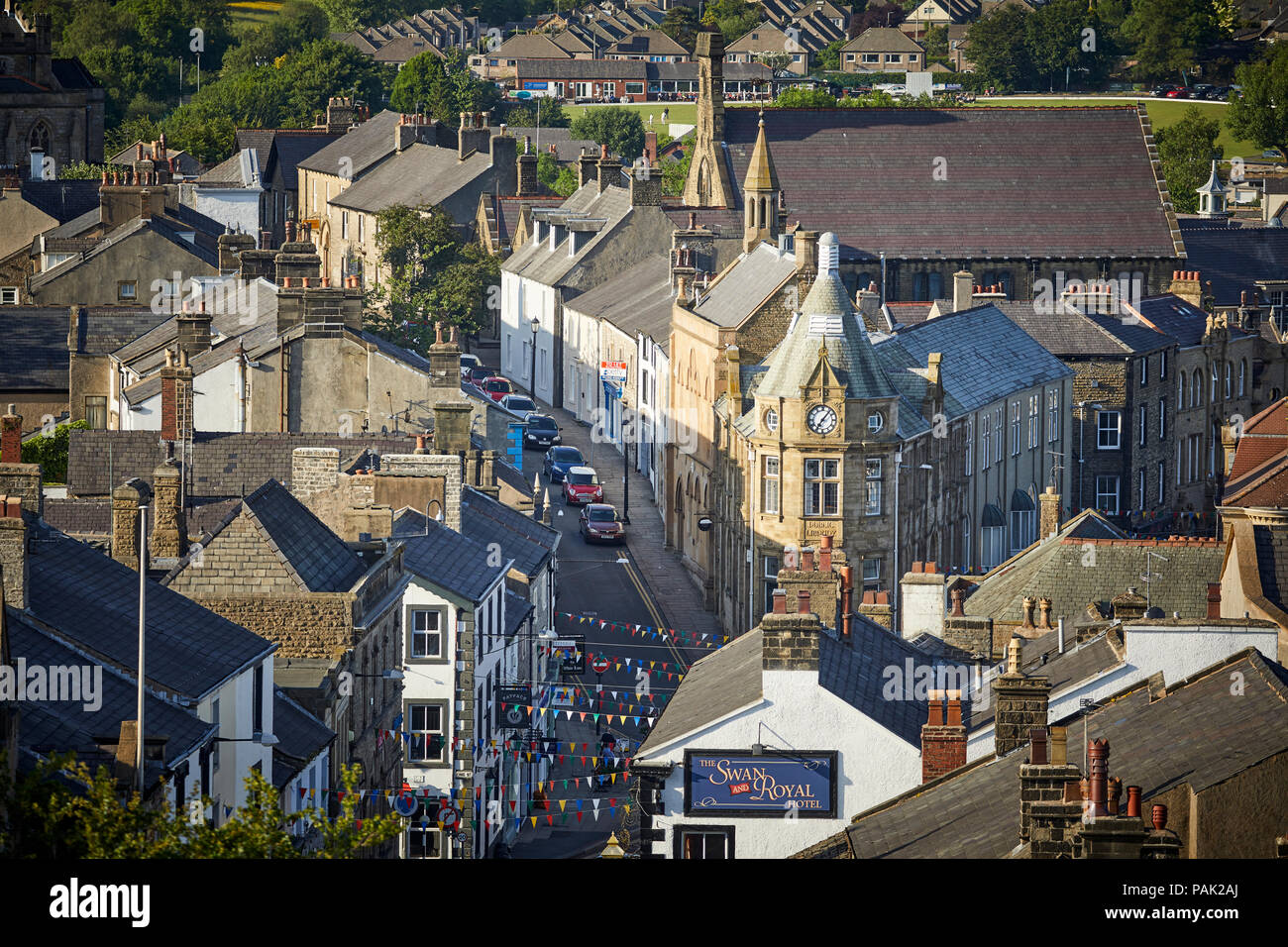 Clitheroe Borough of Ribble Valley Lancashire The town centre framed by ...