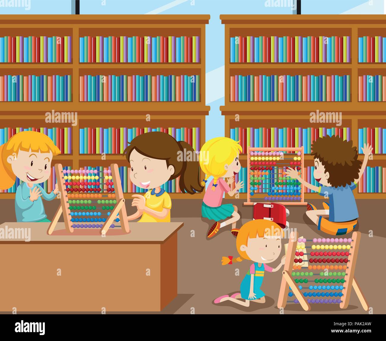 Students learning math with abacus illustration Stock Vector Image ...