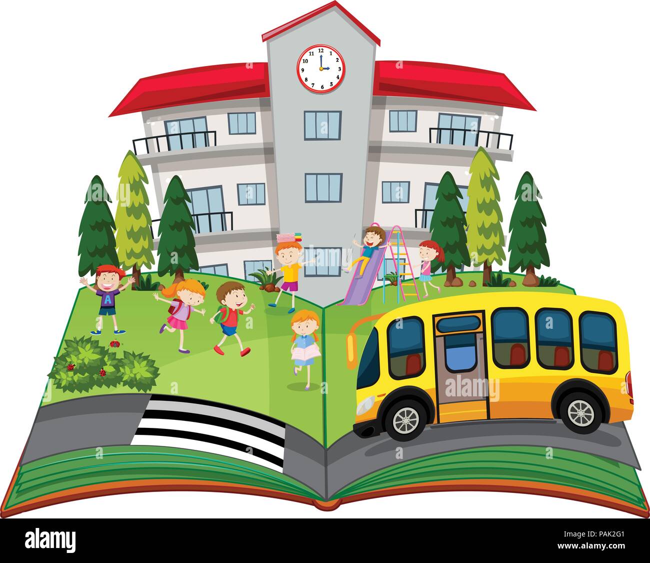 A popup book with children at school illustration Stock Vector Image ...