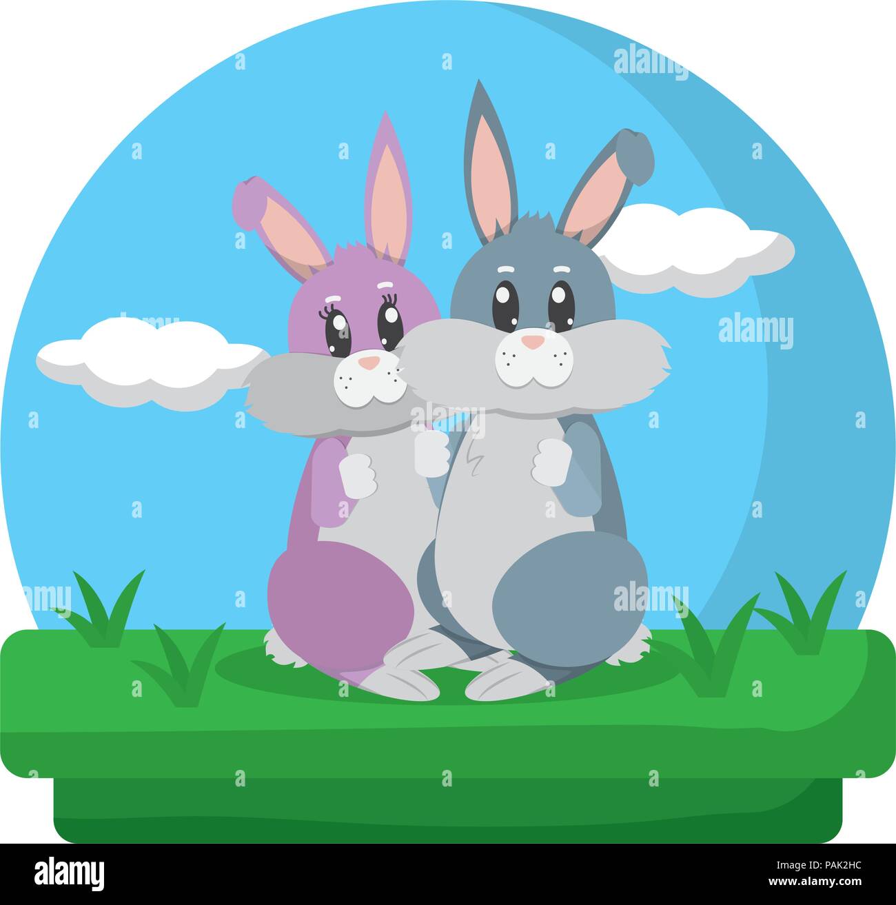 Rabbit cartoon in love icon hi-res stock photography and images - Alamy