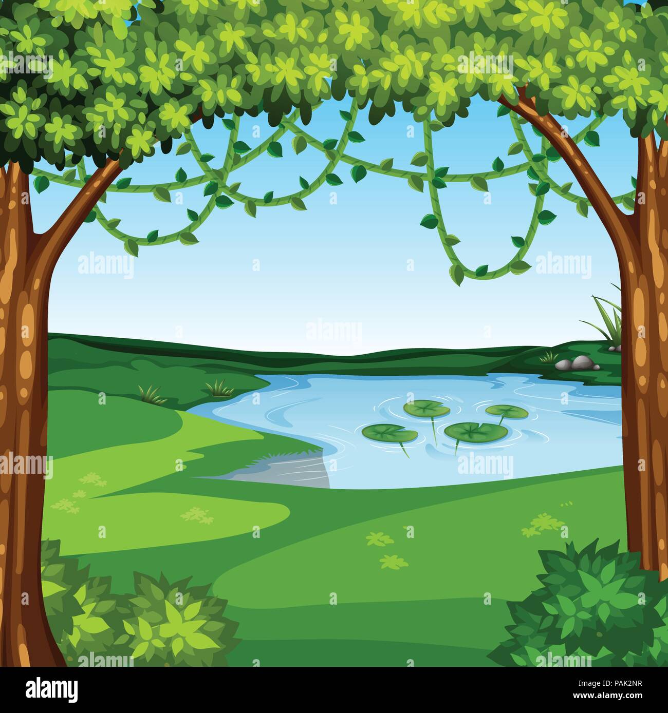 A beautiful jungle landscape illustration Stock Vector Image & Art - Alamy