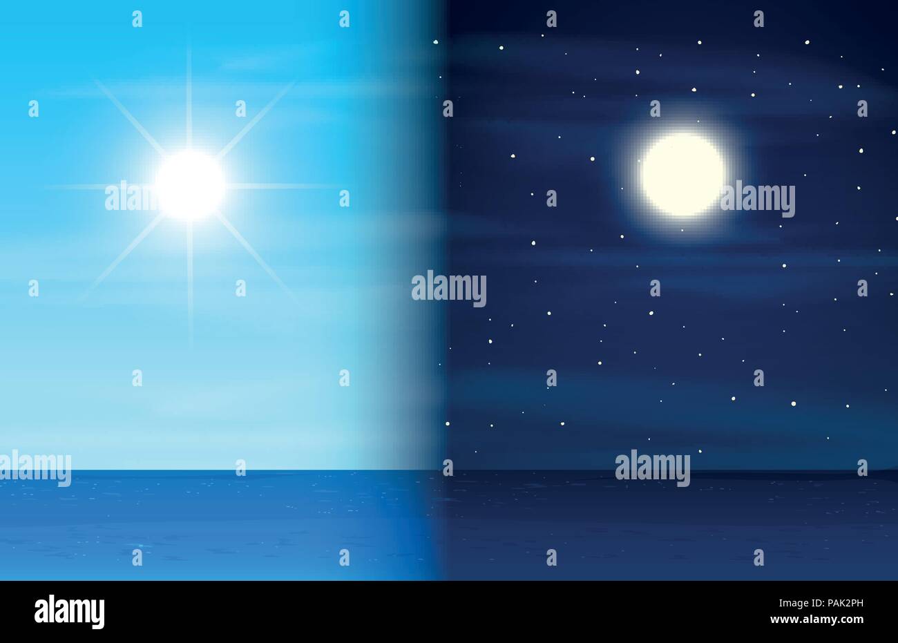 Day and nigh at the ocean illustration Stock Vector Image & Art - Alamy