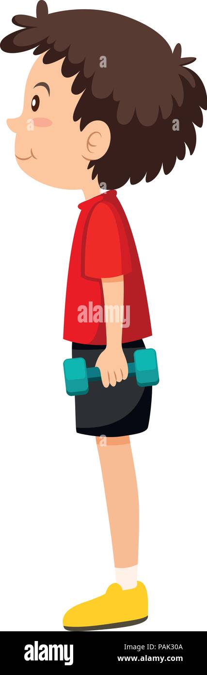 A boy and weight training exercises illustration Stock Vector Image ...
