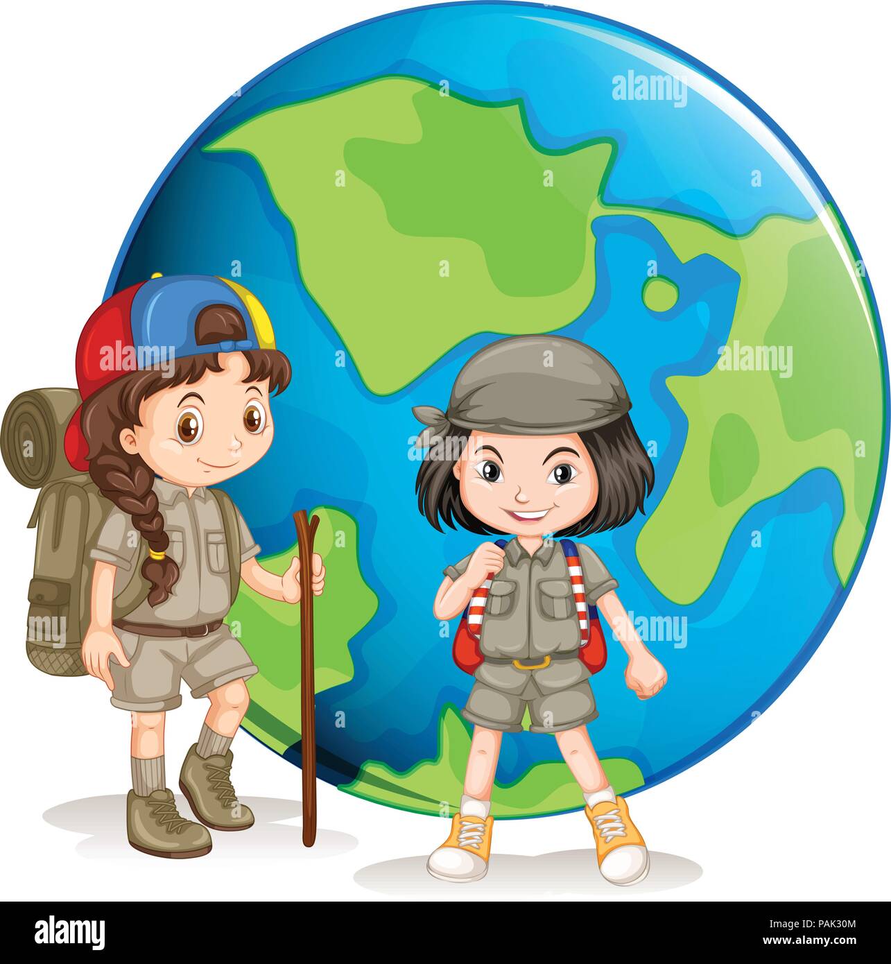 Girl scouts ready for hiking illustration Stock Vector Image & Art - Alamy