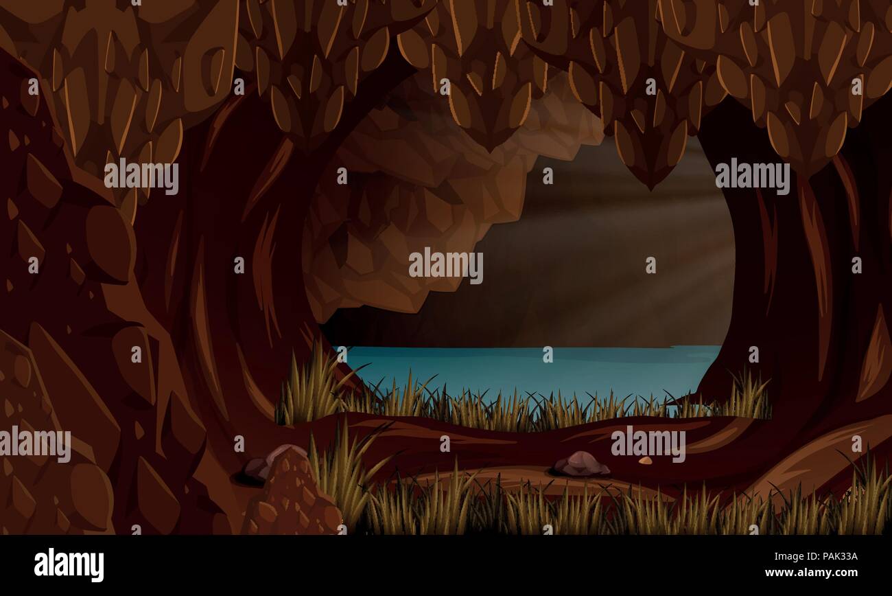 A beautiful cave landscape illustration Stock Vector Image & Art - Alamy