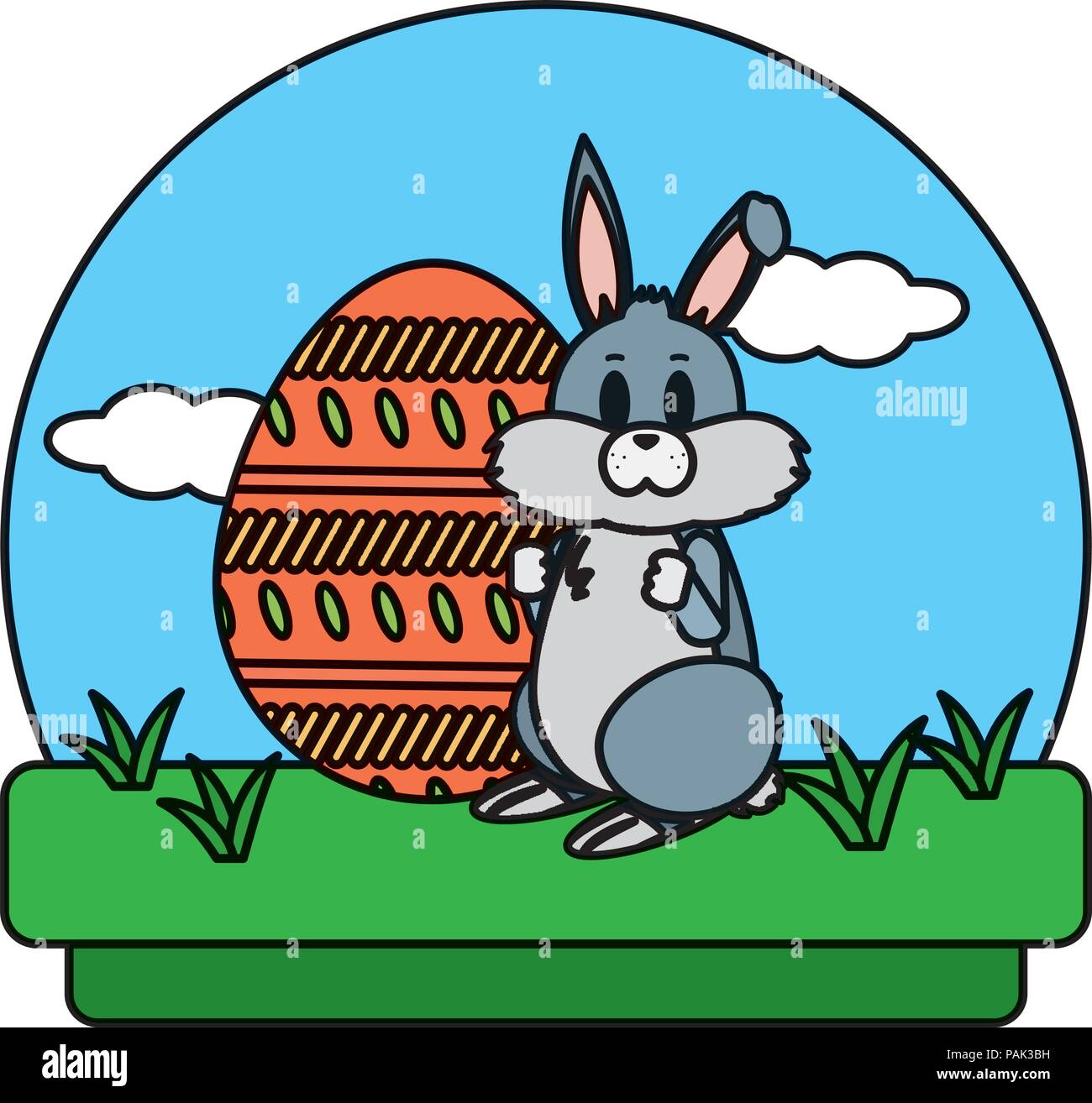 color cute rabbit with eggs easter decoration Stock Vector Image & Art ...