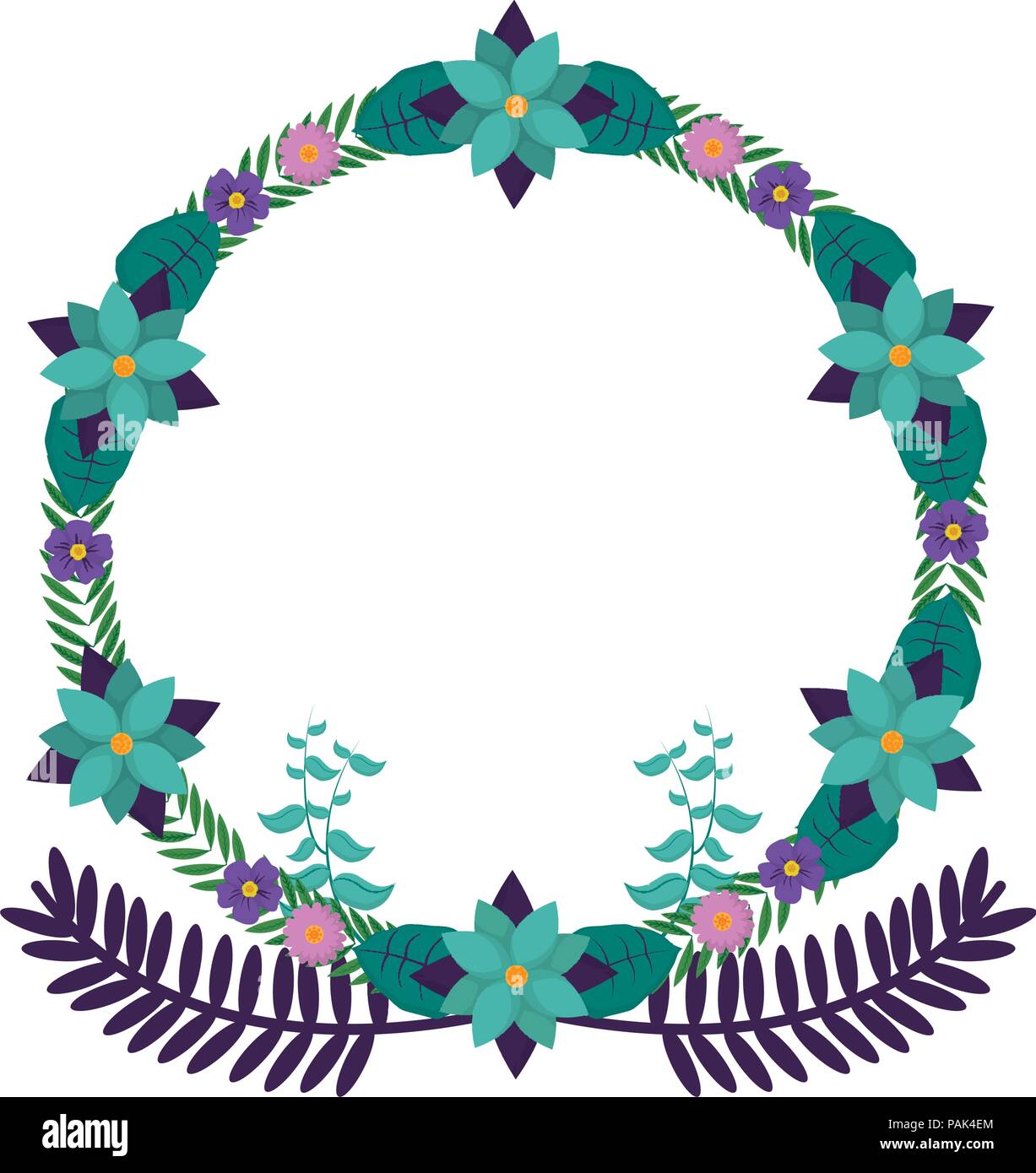 circle branches with exotic leaves and flowers Stock Vector Image & Art ...