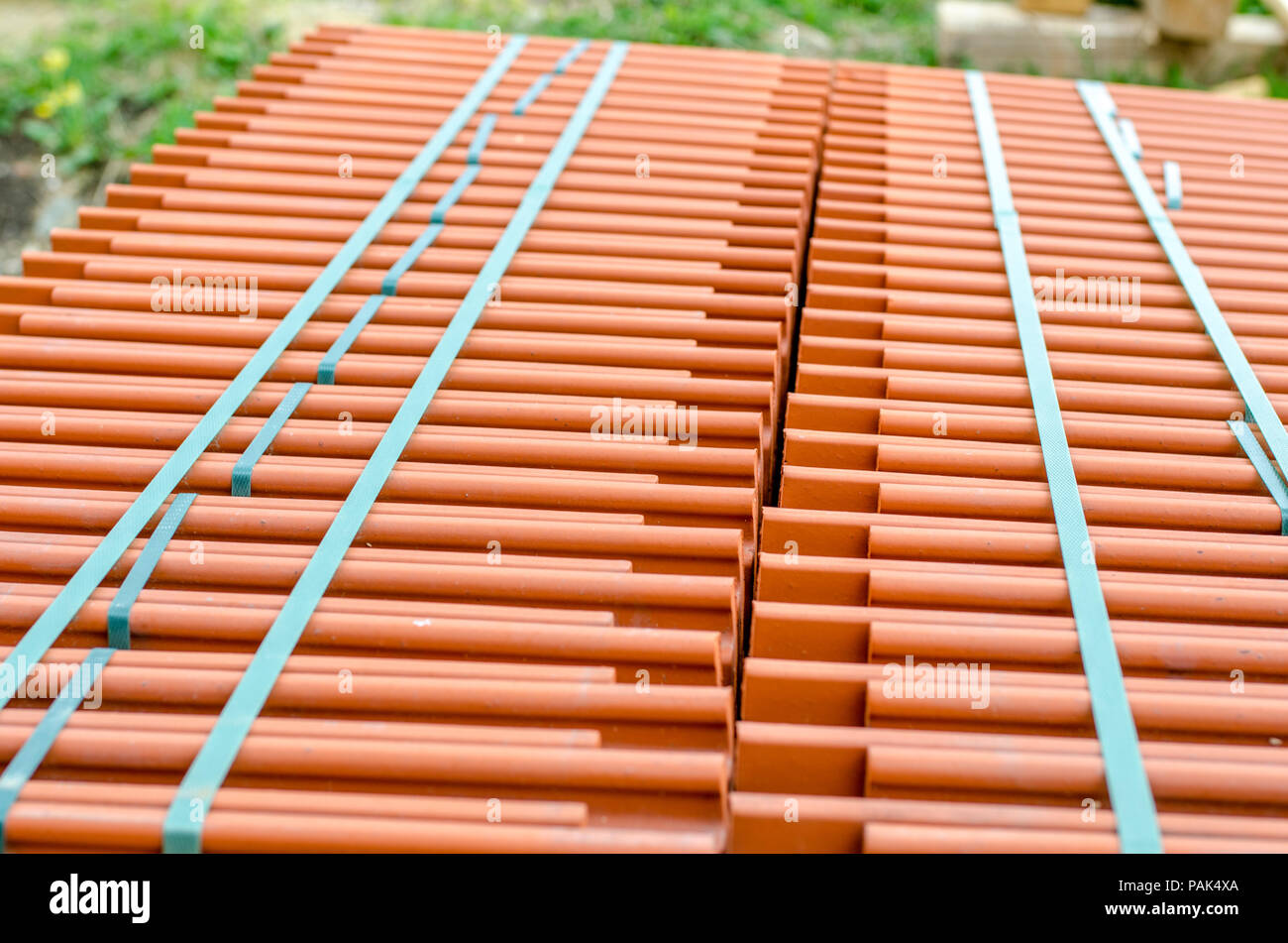 Roof shingles in a stack on a construction site Stock Photo - Alamy