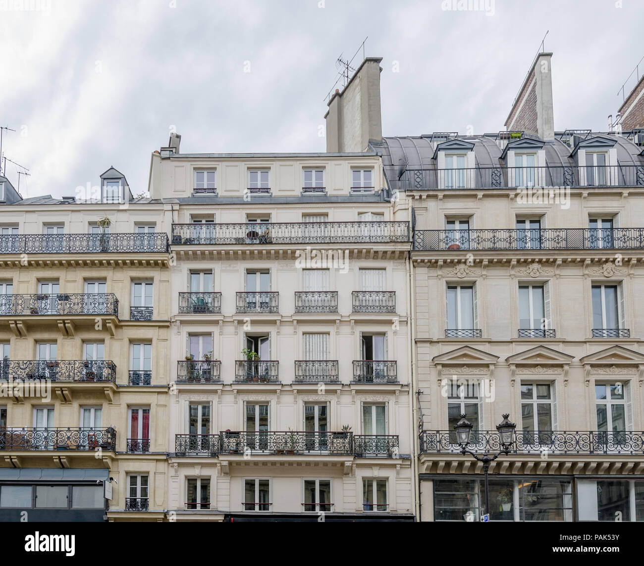 Generic Paris buildings with typical parisian attics and dormer windows ...
