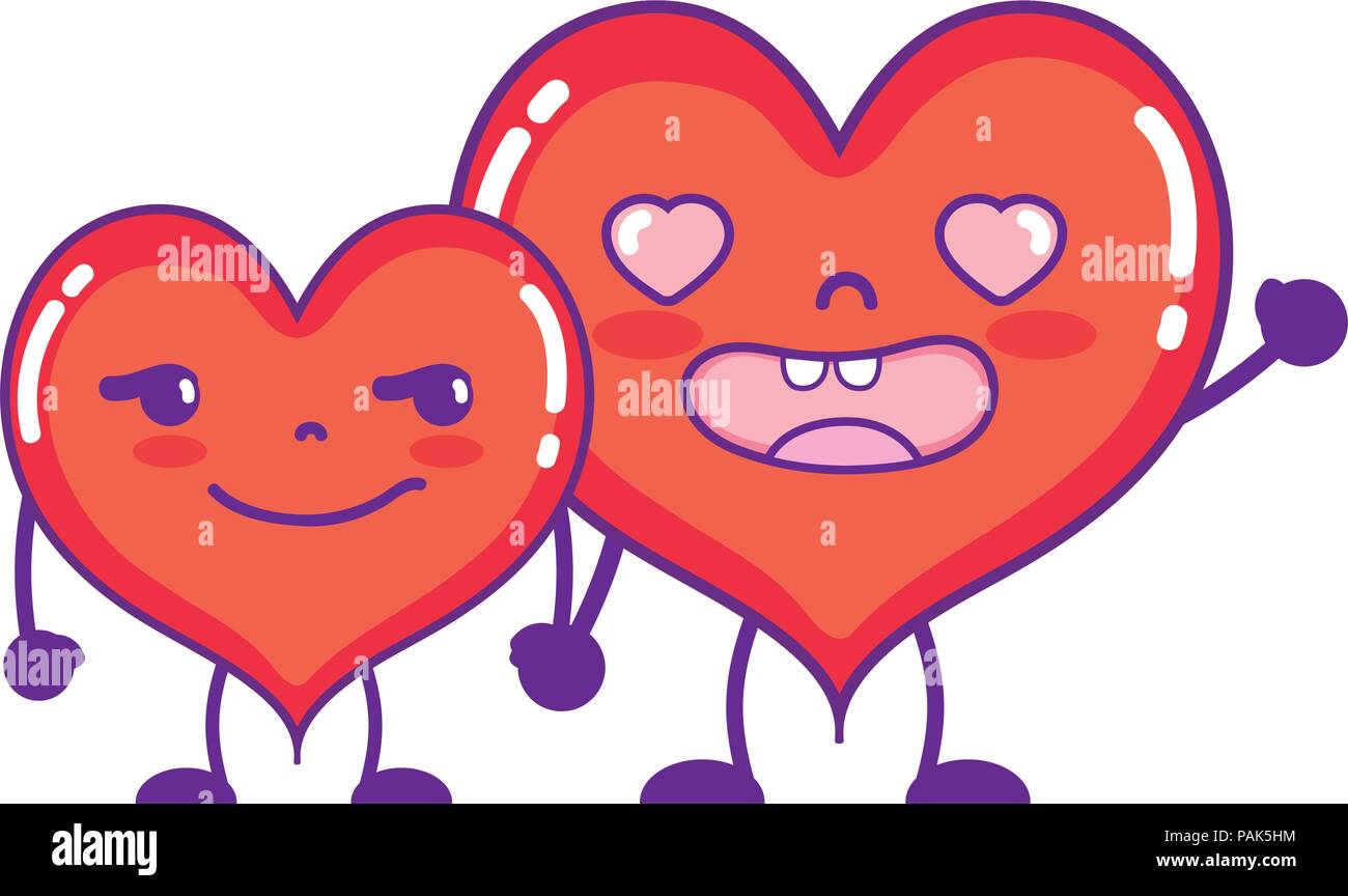 kawaii cute heart couple with arms and legs Stock Vector Image & Art ...