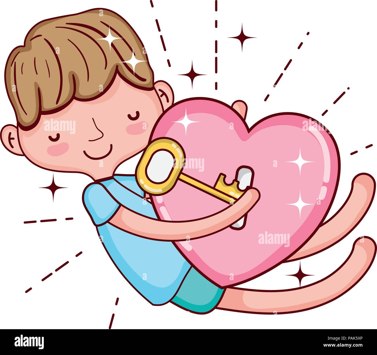 child boy sleeping with key and padlock heart Stock Vector Image & Art ...