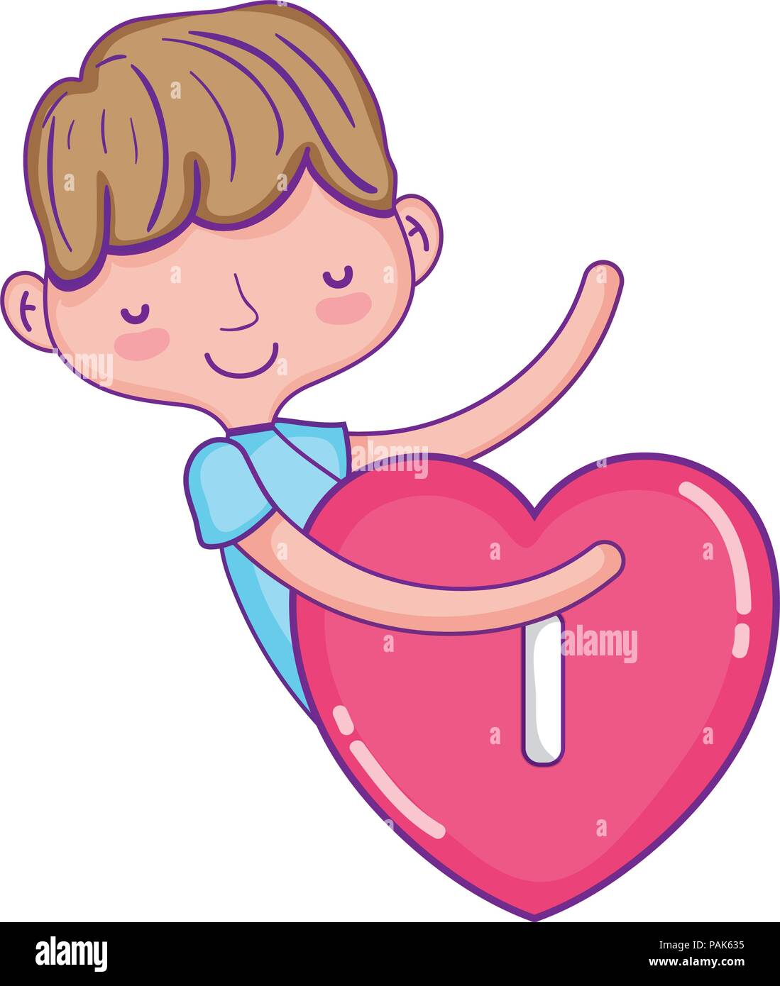 happy boy sleeping with heart padlock Stock Vector Image & Art - Alamy