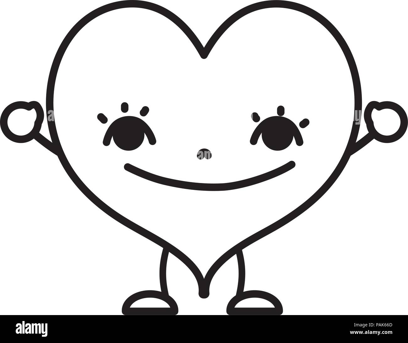 line kawaii smile heart with arms and legs Stock Vector Image & Art - Alamy