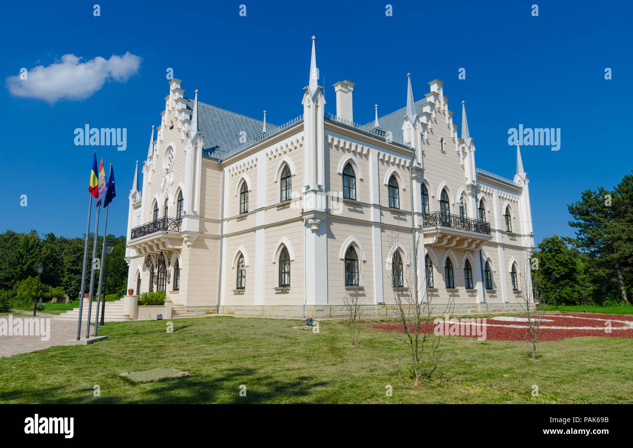 Ruginoasa palace in Moldavian region of Romania in neogothic style ...