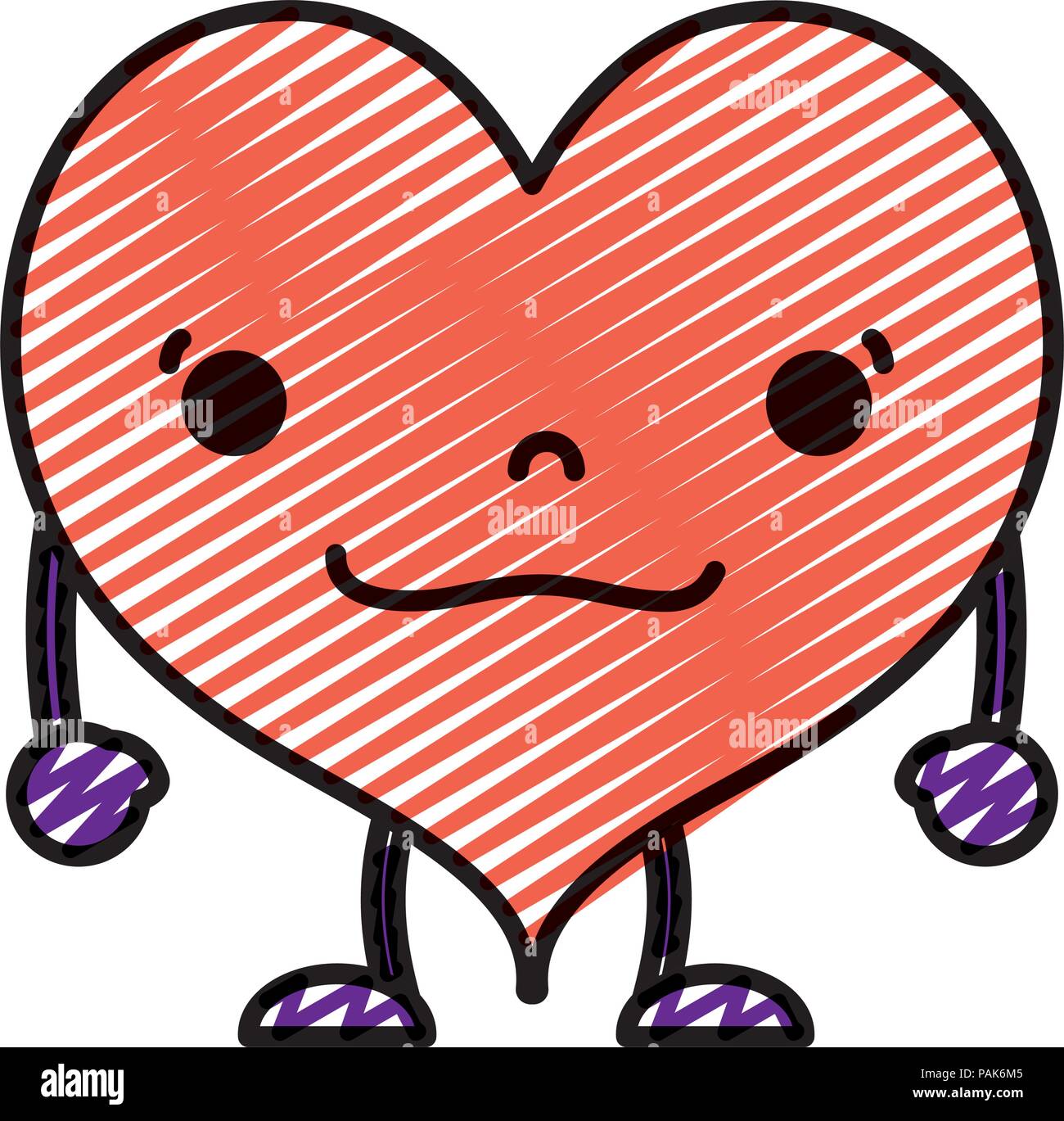 doodle kawaii curious heart with arms and legs Stock Vector Image & Art ...
