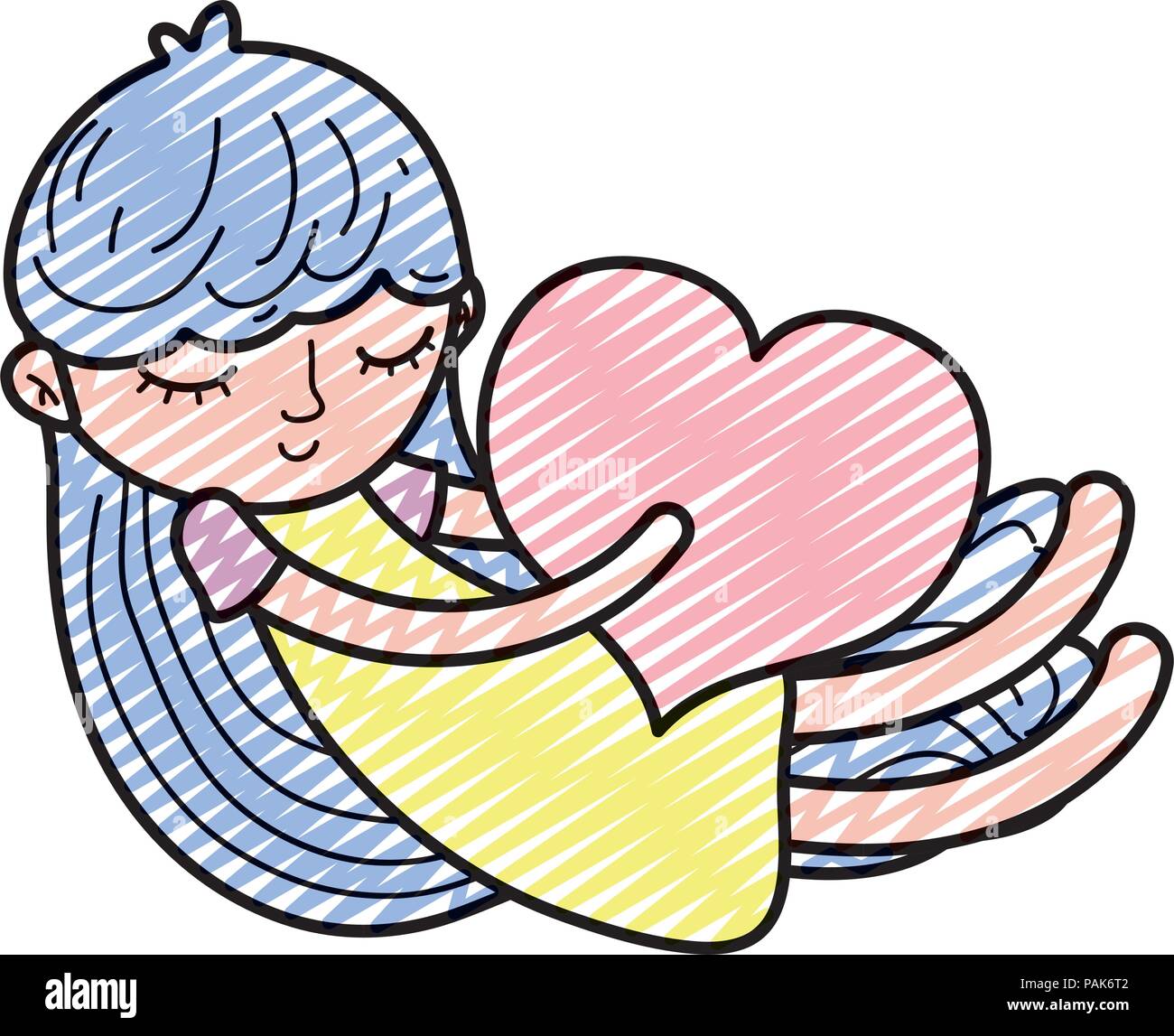 doodle child girl sleeping with nice heart Stock Vector Image & Art - Alamy
