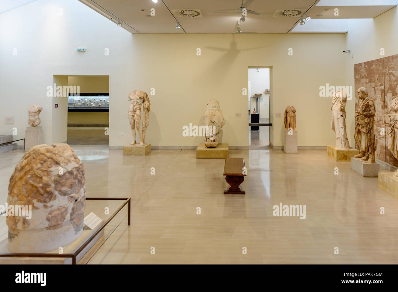 DELPHI, GREECE -APR 23, 2016: Statues at the Archaeological museum in ...