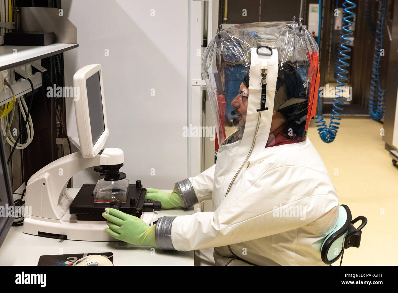 Berlin, Germany. 24th July, 2018. A laboratory technician work during a ...