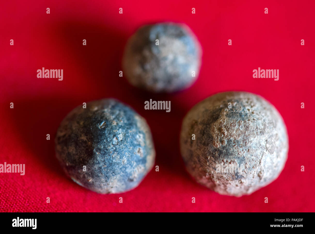 24 July 2018, Germany, Querfurt: Small lead projectiles from the time ...