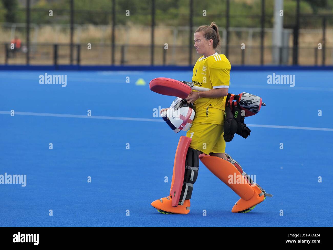 London, UK. 24th July, 2018. Maddie Hinch (ENG, Goalkeeper) arrives for ...