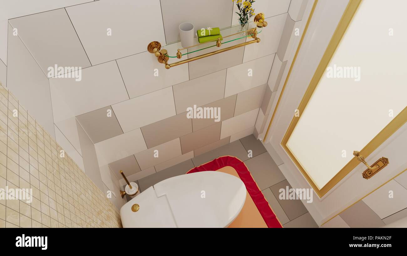 3d rendering of the washroom with toilet Stock Photo - Alamy