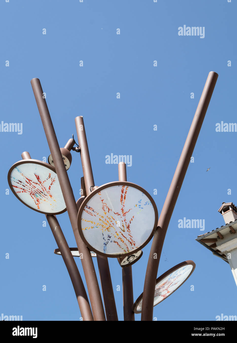 Filters to reflect colored lights in public lighting Stock Photo - Alamy