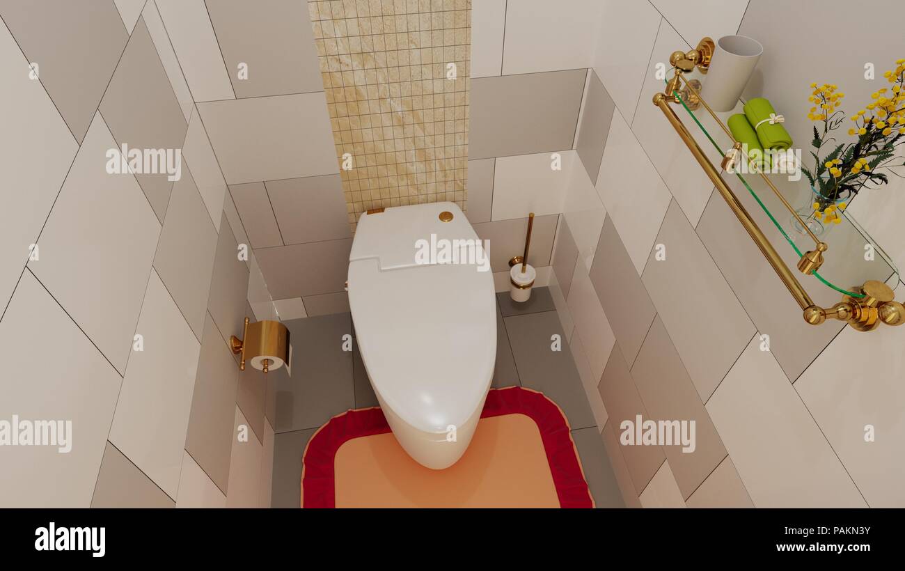 3d rendering of the washroom with toilet Stock Photo - Alamy