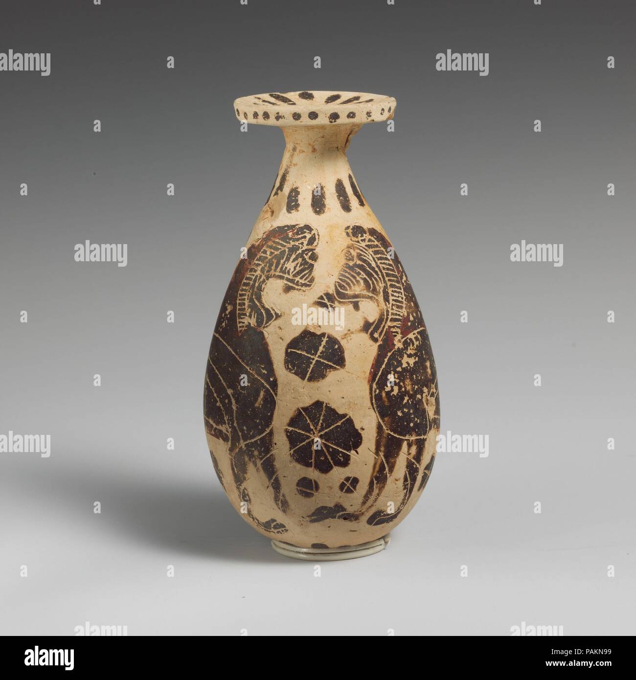 Terracotta alabastron (oil flask). Culture: Greek, Corinthian ...