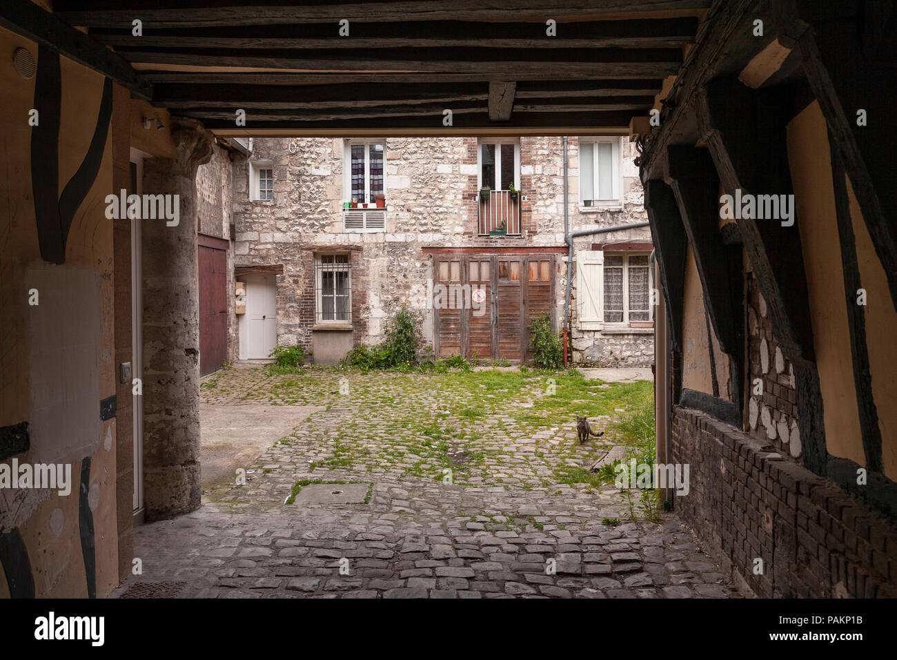 Old courtyard at Pont de L'arche, Normandy, France Stock Photo - Alamy