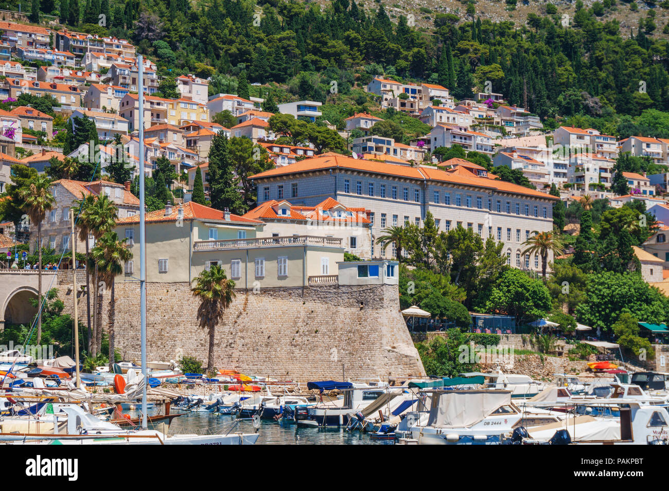 Scenic view of fort of St. Lawrence, the historical harbor and a small ...