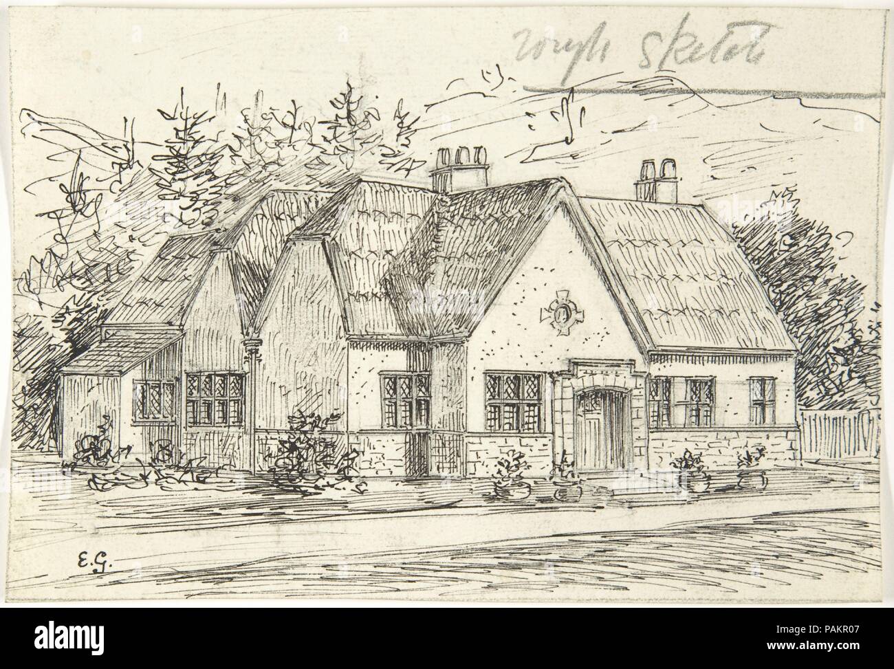 Thatched Roof Stone Cottage. Artist: Ernest Geldart (British, London ...